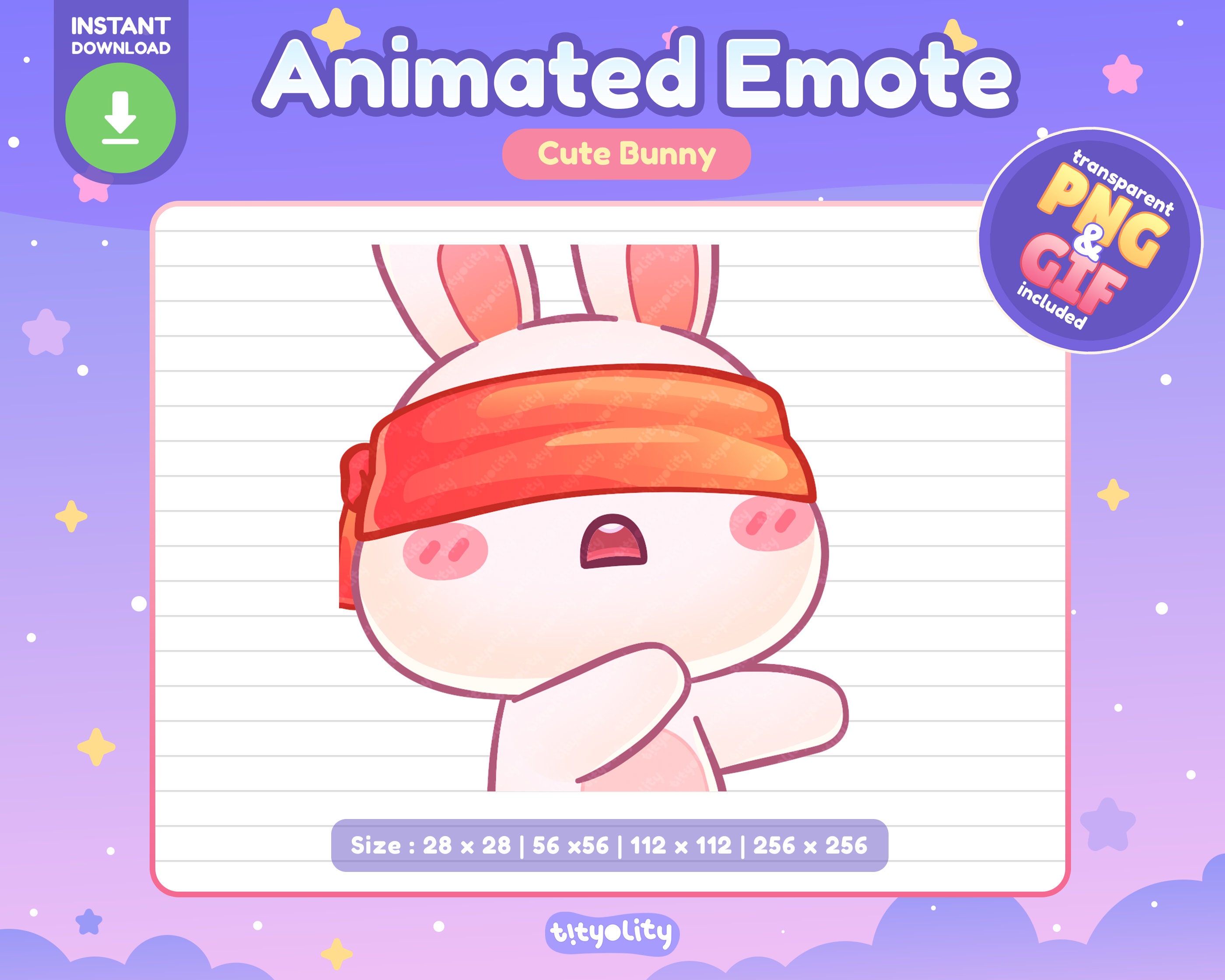 Cute Bunny Animated Emote | Blind Emote | Kawaii White Rabbit Emoji for ...
