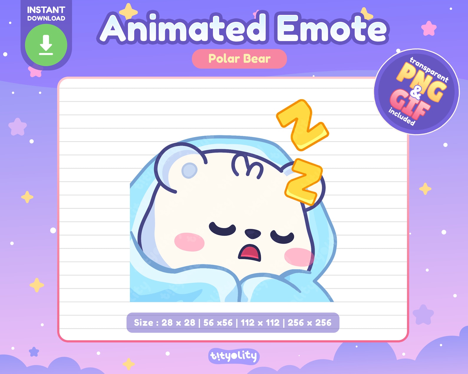 Cute Polar Bear Animated Emote Sleep Twitch Emote Little Polar Bear ...