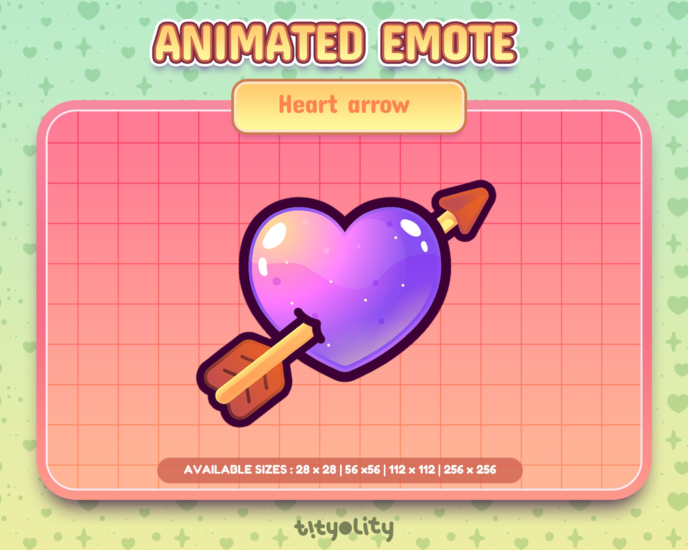 Animated Love Heart Emotes Heart Arrow Emote Purple Love Emote for ...