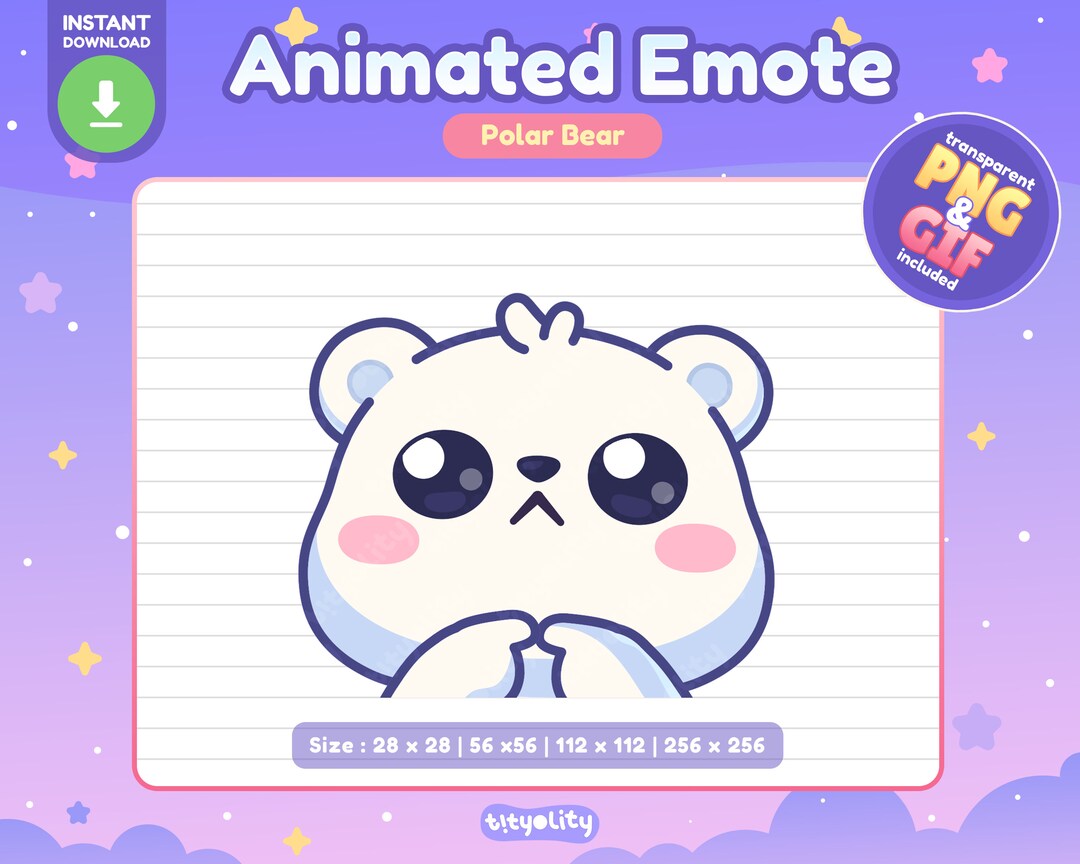 Cute Polar Bear Animated Emote | Shy Emote | Please Emoji | Little ...