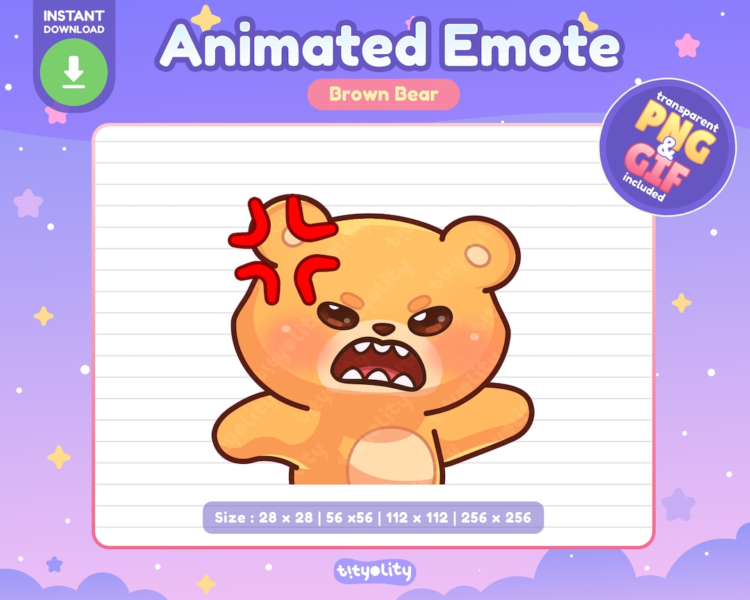 Cute Bear Animated Emote | Angry Emote | Mad Twitch Emoji | Kawaii ...