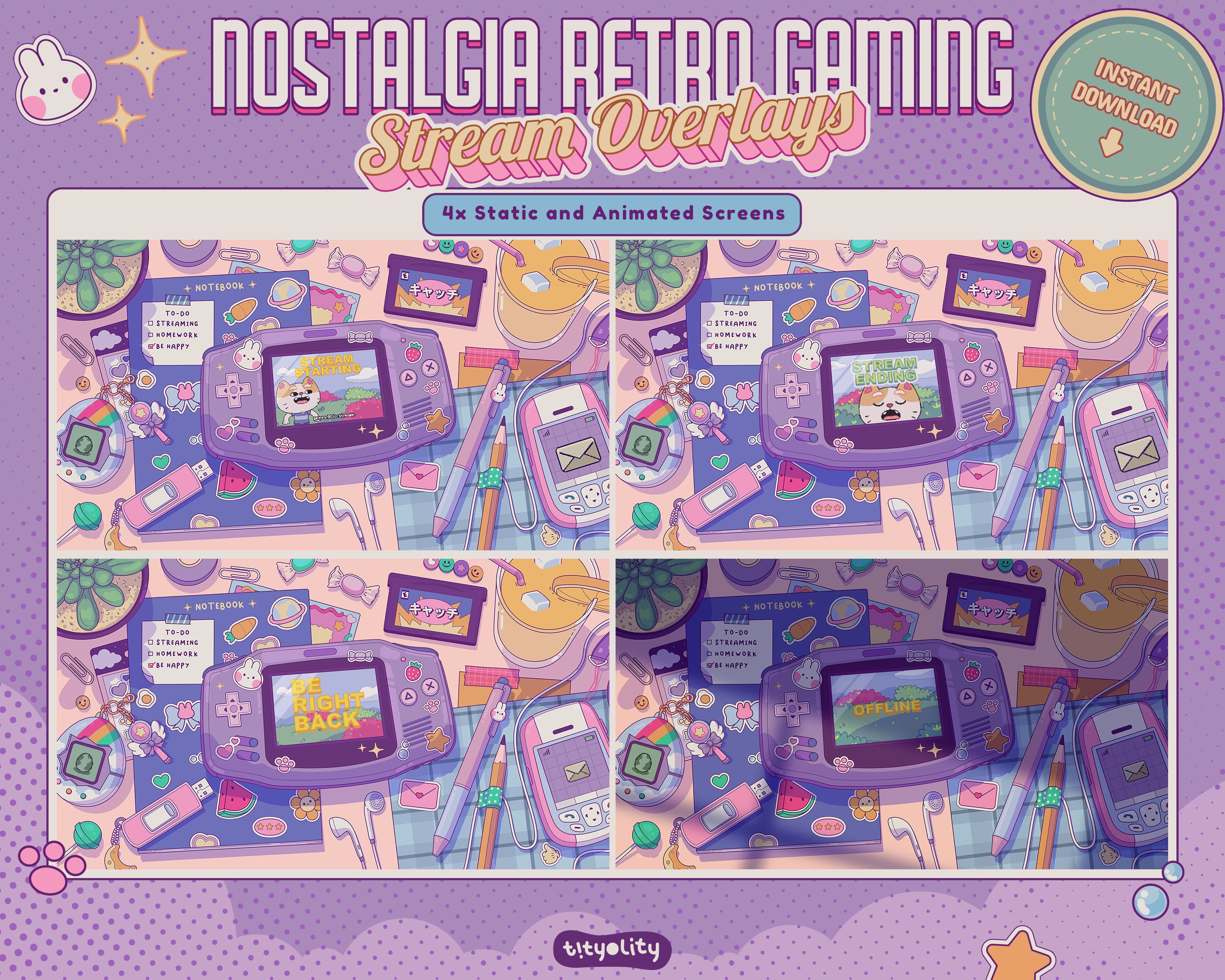 Animated Retro Gaming Stream Overlay: Nostalgic Lofi Twitch Bundle ...