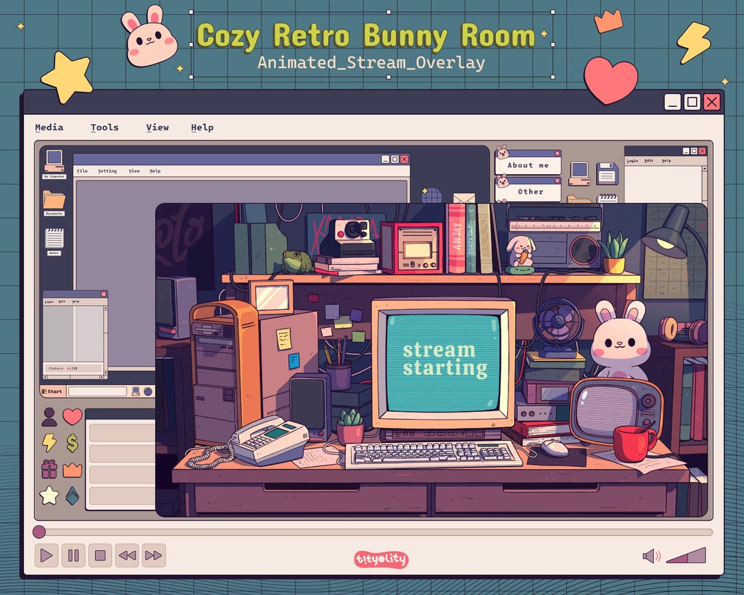 Retro Stream Overlay Package | Streamlabs Cozy Vintage Twitch Alerts ...