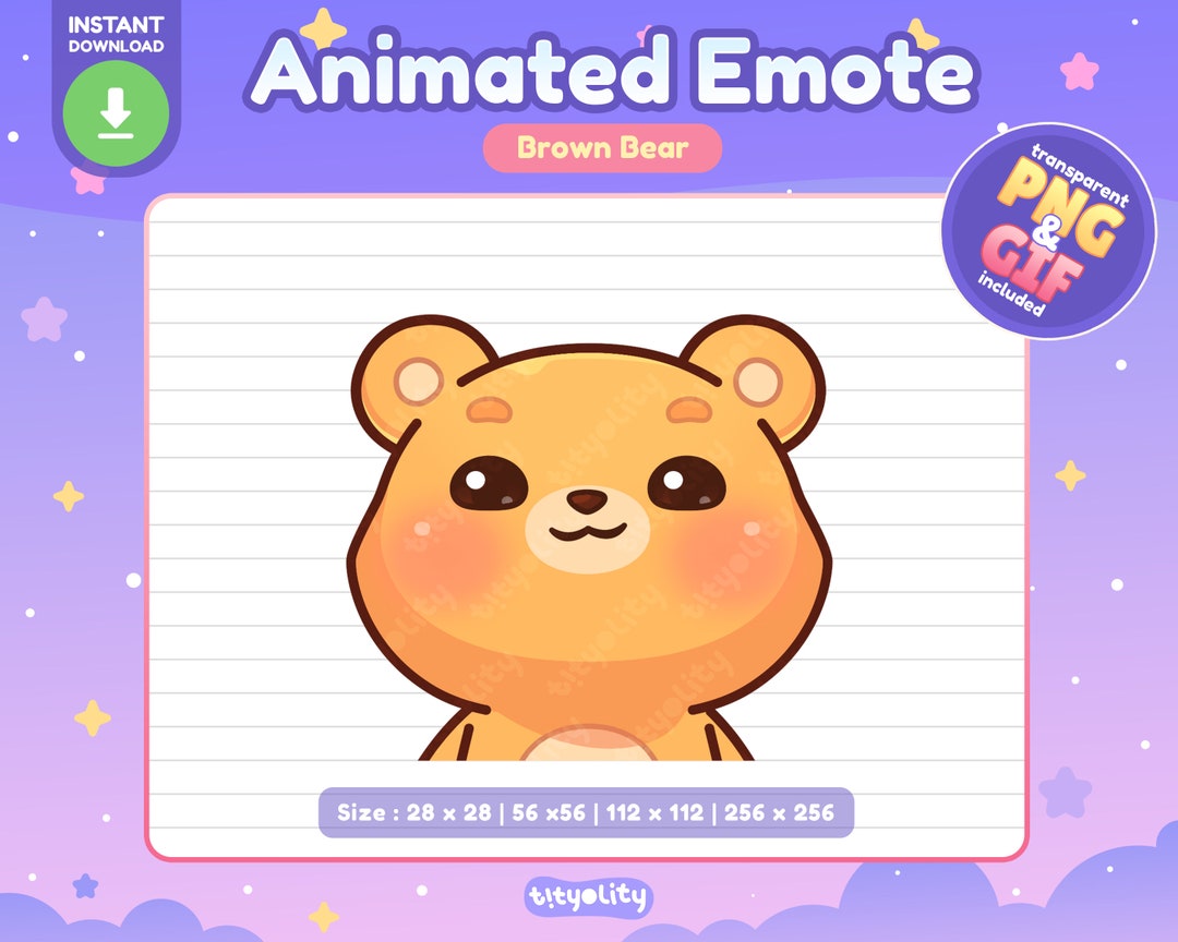 Cute Bear Animated Emote | Smug Twitch Emote | Kawaii Brown Bear Emoji ...