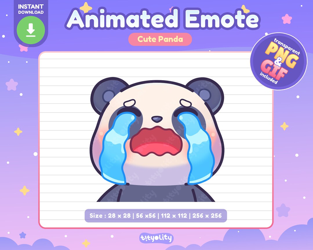 Cute Panda Animated Emote | Cry Emote | Kawaii Panda Emoji for Twitch ...
