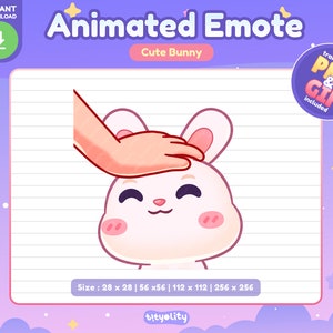 Cute Bunny Animated Emote | Pat Pat Emote | Kawaii White Rabbit Emoji ...