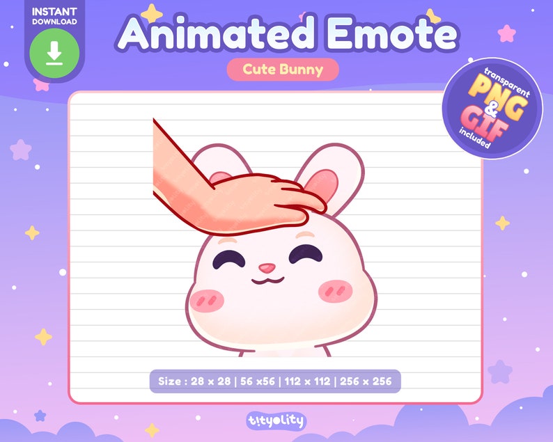 Cute Bunny Animated Emote Pat Pat Emote Kawaii White Rabbit Emoji for ...