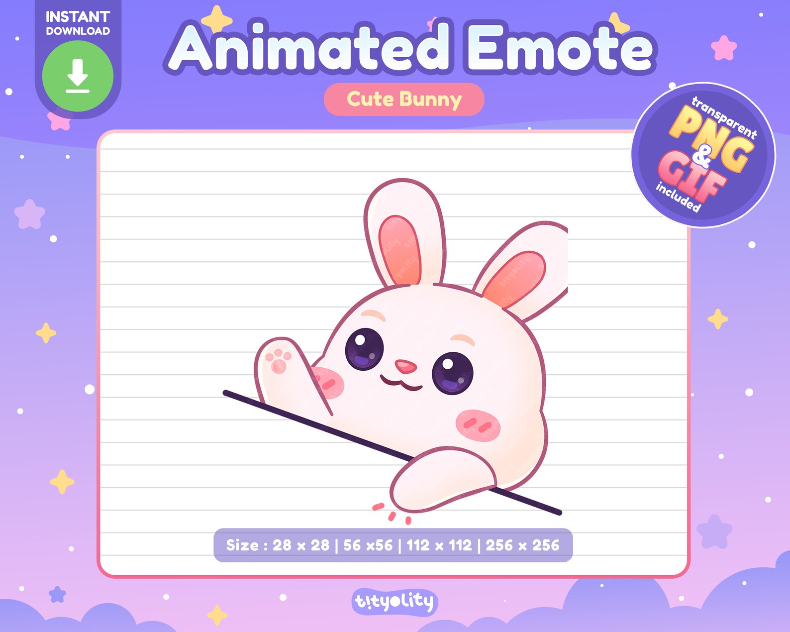 Cute Bunny Animated Emote Bongo Emote Kawaii White Rabbit Emoji for ...
