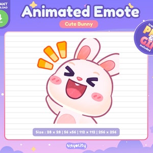 Cute Bunny Animated Emote | LOL Emote | Kawaii White Rabbit Emoji for ...