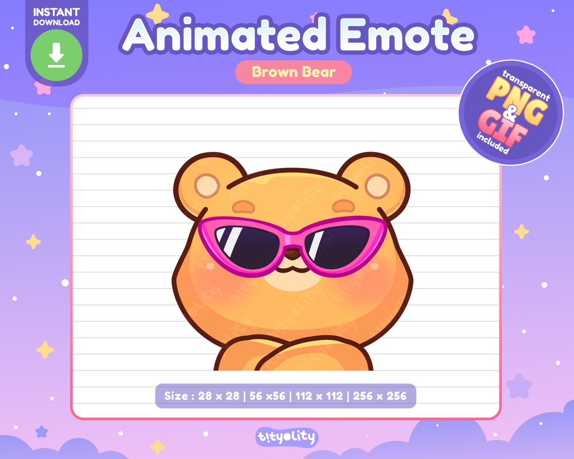 Cute Bear Animated Emote Cool Emote Wink Emoji Kawaii Brown Bear Emoji ...