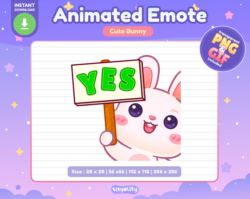 Cute Bunny Animated Emote Yes Sign Emote Kawaii White Rabbit Emoji for ...