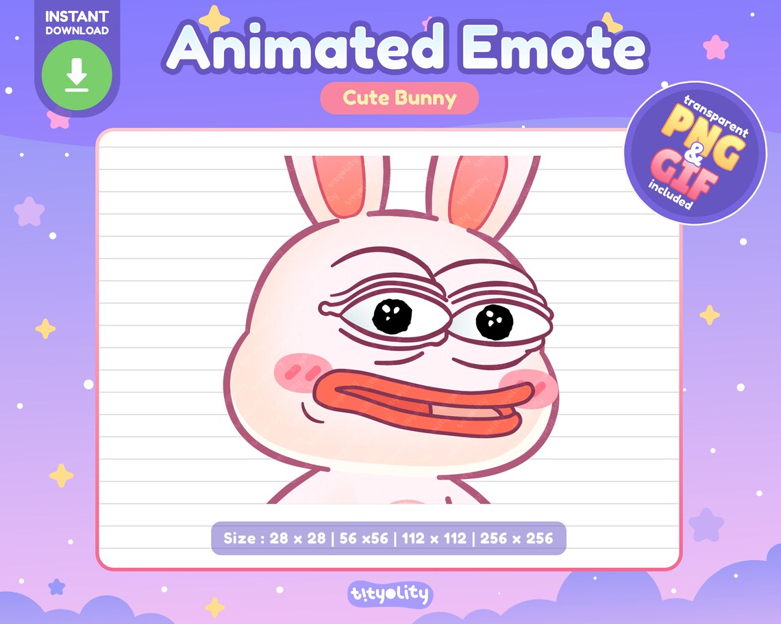 Cute Bunny Animated Emote Pepe Emote Kawaii White Rabbit Emoji for ...