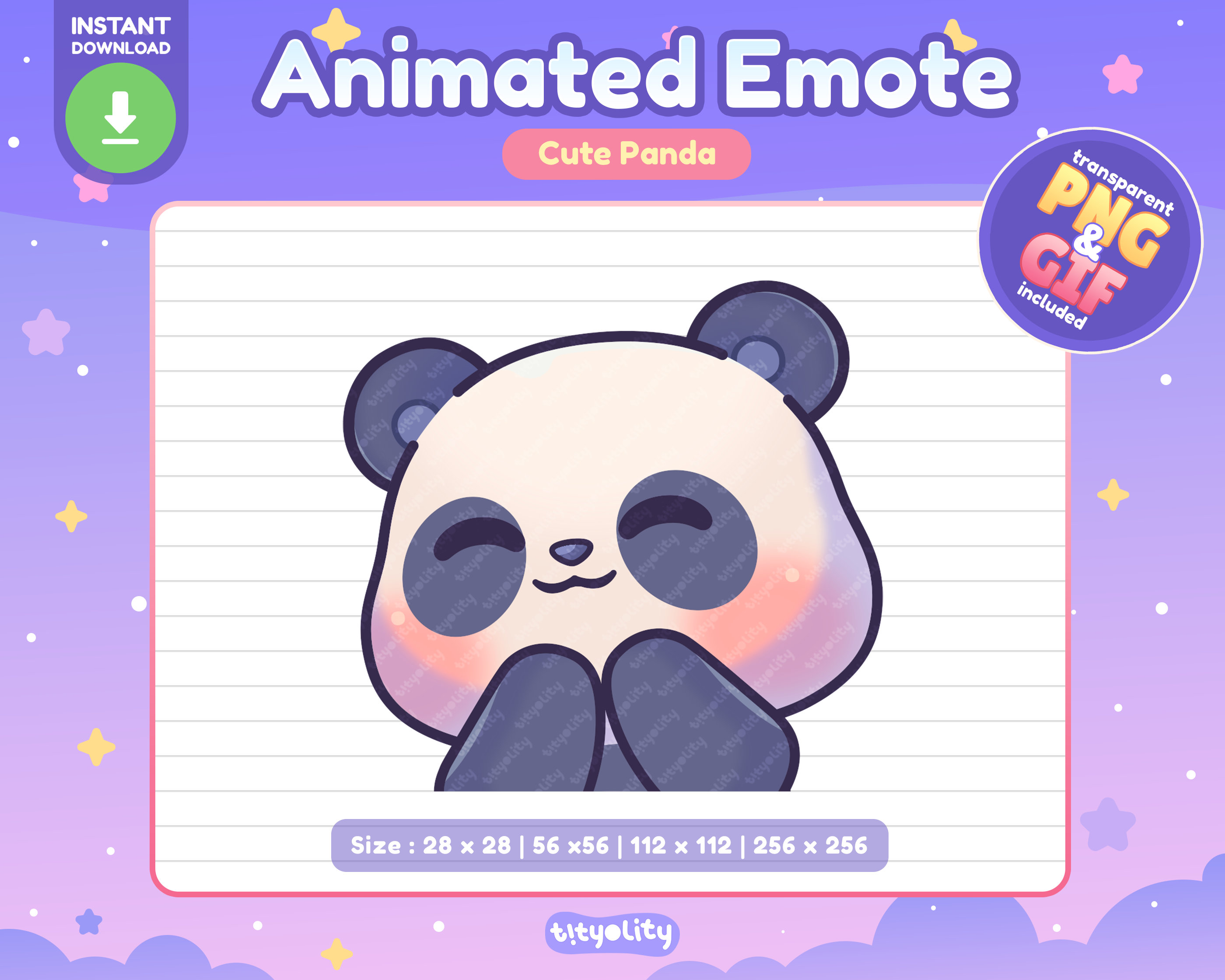 Cute Panda Animated Emote Giggle Emote Kawaii Panda Emoji for Twitch ...