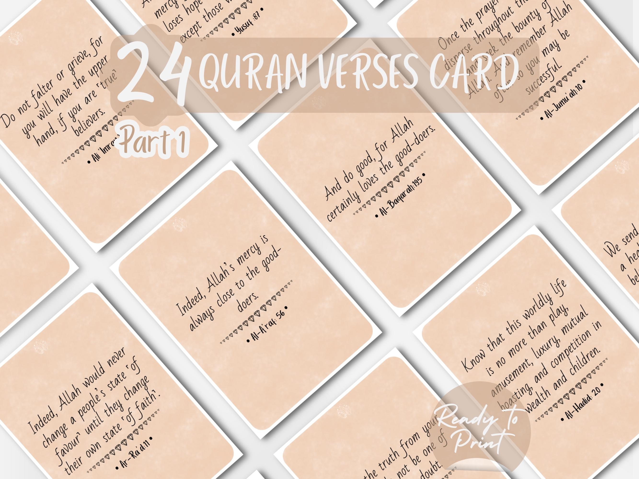 Quran Verse Cards, Islamic Printable, Muslim Motivativational Flashcard ...