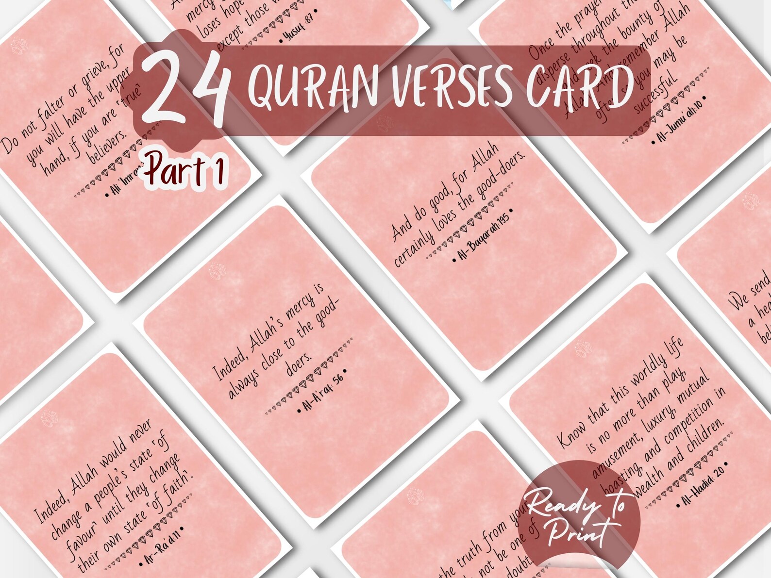 Quran Verse Cards, Islamic Cards, Quran Verses Flashcards, Islamic ...