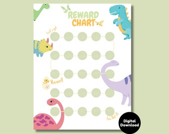Dinosaur Reward Chart, Sticker Chart, Toddler, Preschool Kids, Letter ...