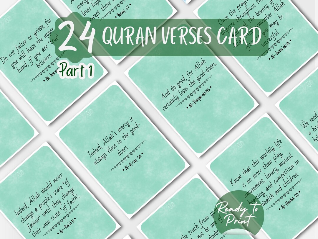 Quran Verse Cards, Islamic Printable, Affirmation Cards for Muslims ...