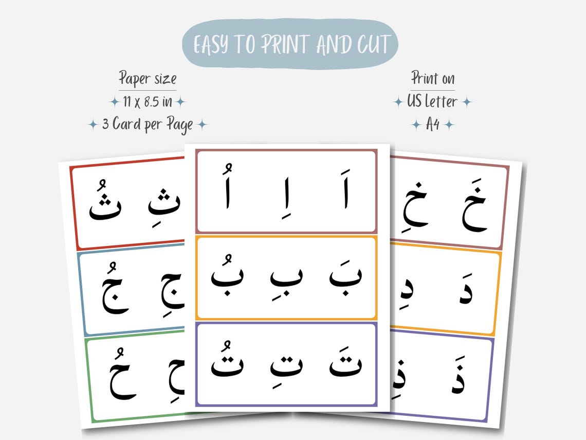 Hijaiyah Flashcard for Muslim Kid, Arabic Alphabet Letter Card, Islamic ...