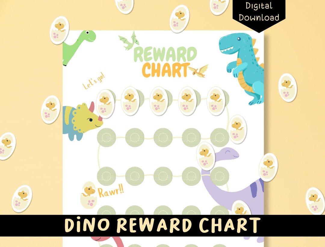 Printable Reward Chart for Kid Dinosaur Sticker Chart for Toddler ...