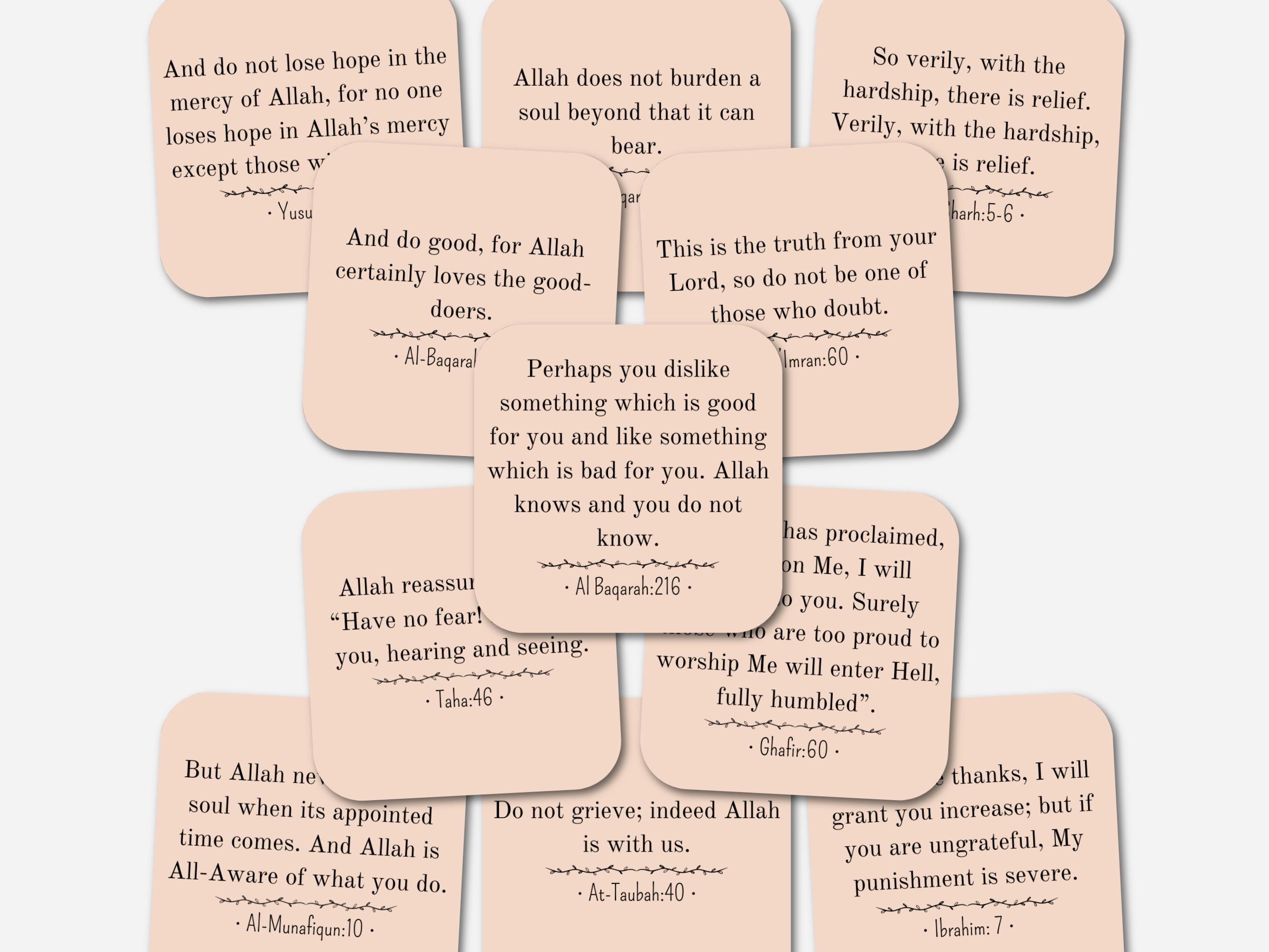 Quran Verse Cards, Affirmation Cards for Muslims, Islamic Flashcards ...