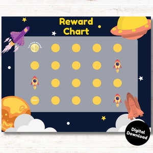 Space Reward Chart, Astronaut Sticker Chart for Toddler, Preschool Kids ...