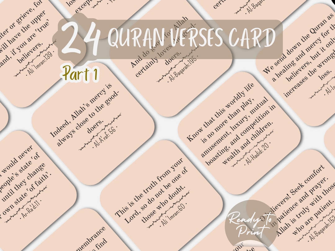 Quran Verse Cards, Affirmation Cards for Muslims, Islamic Flashcards ...