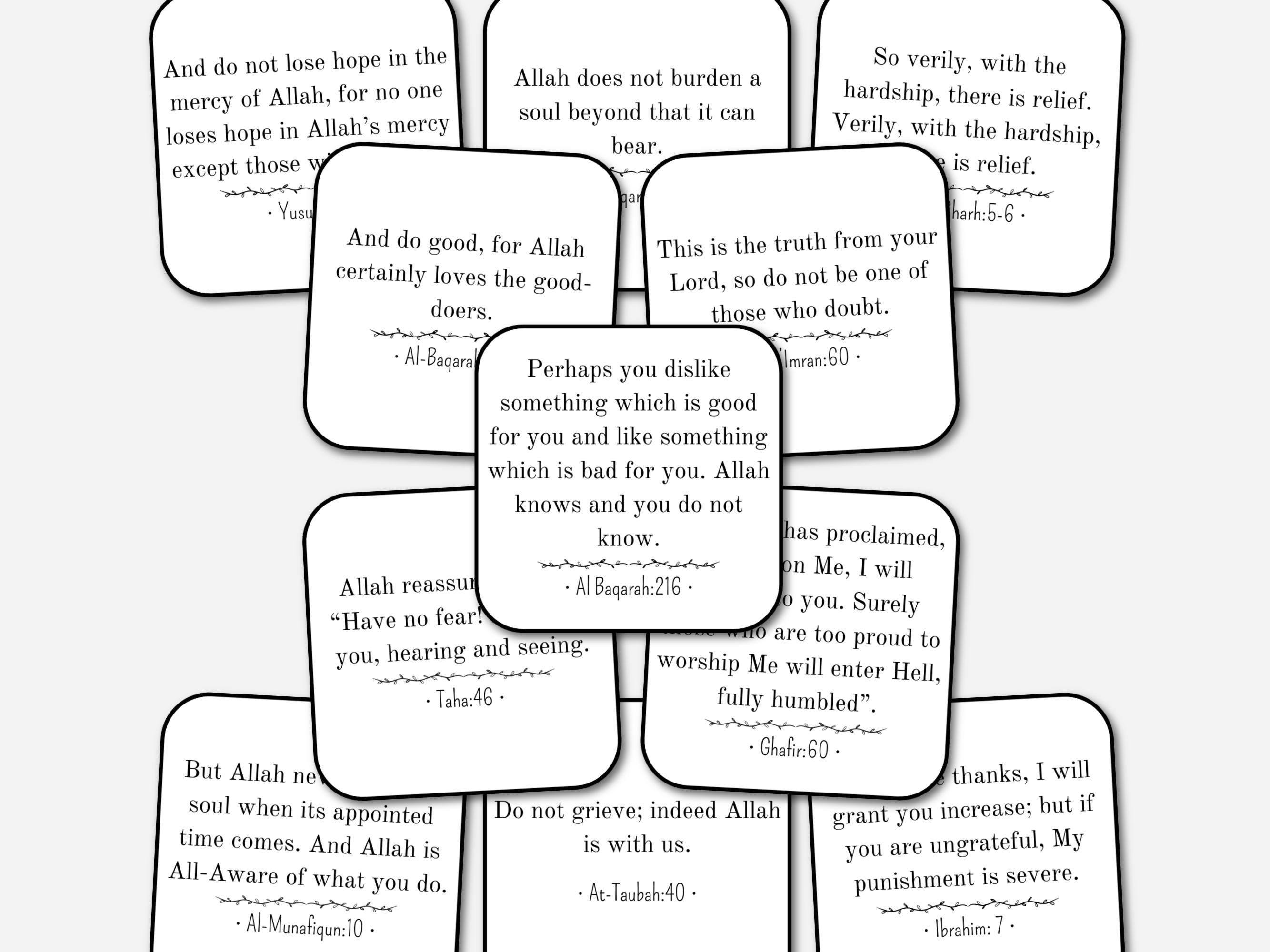 Quran Verse Cards, Quran Ayah Card, Islamic Flashcards, Affirmation ...