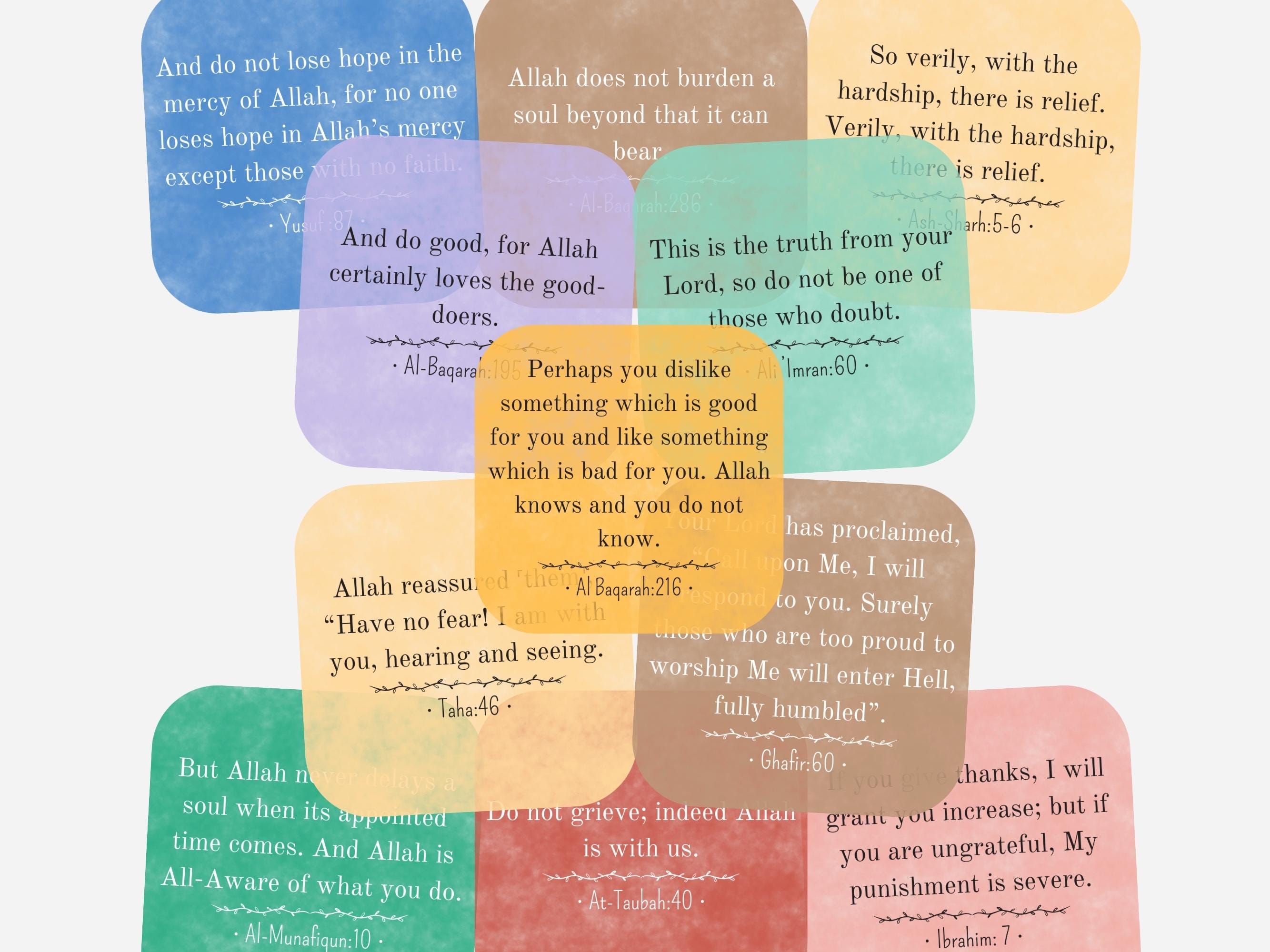 Quran Verse Cards, Islamic Flashcards, Affirmation Cards for Muslims ...