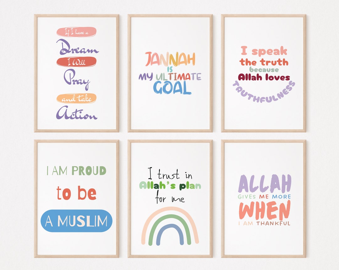 Set of 6 Islamic Affirmations Print, Positive Affirmations for Muslim ...