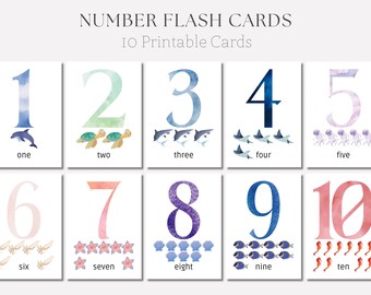 Numbers Flash Cards, Montessori Counting Flash Cards, Educational Cards ...