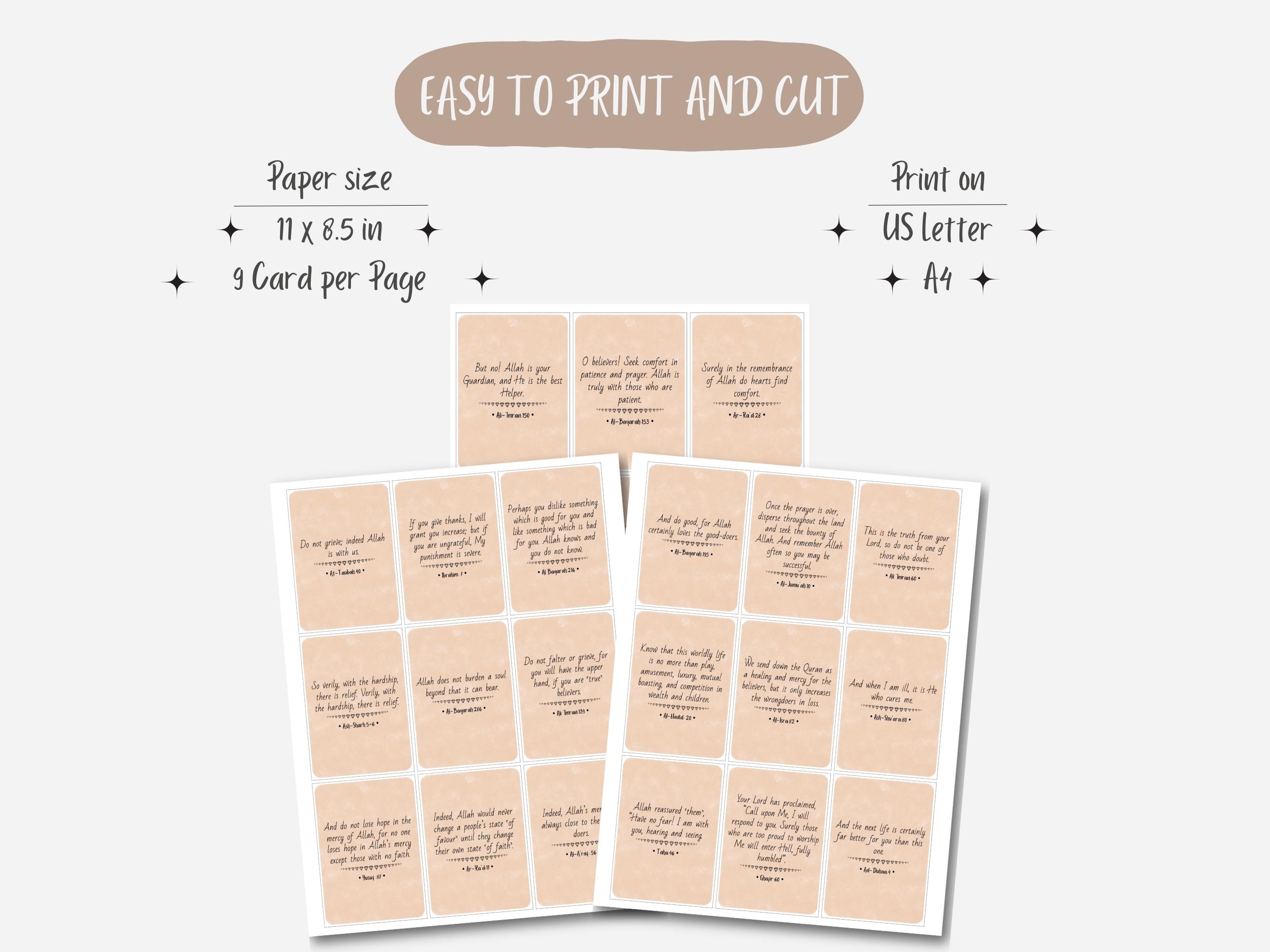 Quran Verse Cards, Islamic Printable, Muslim Motivativational Flashcard ...