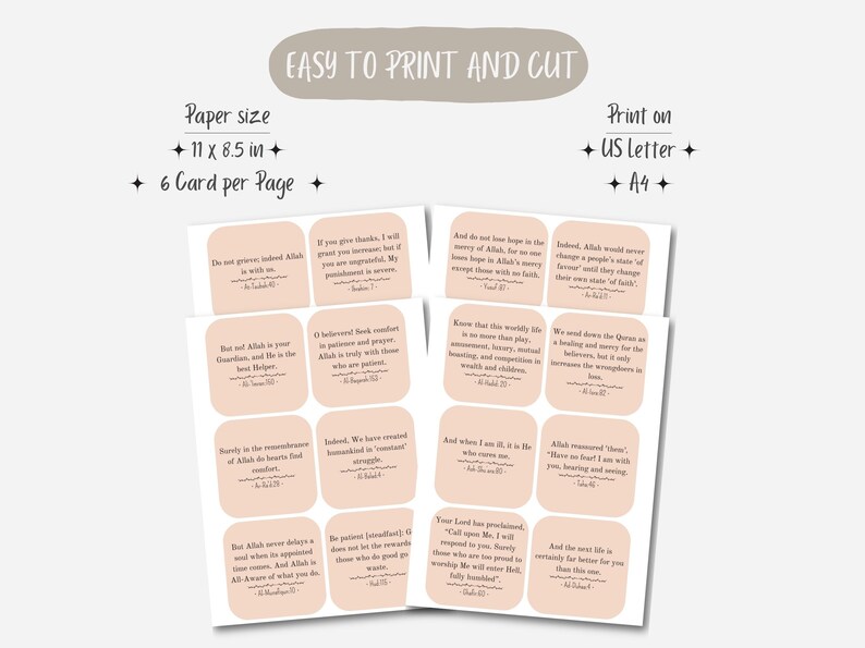 Quran Verse Cards, Affirmation Cards for Muslims, Islamic Flashcards ...