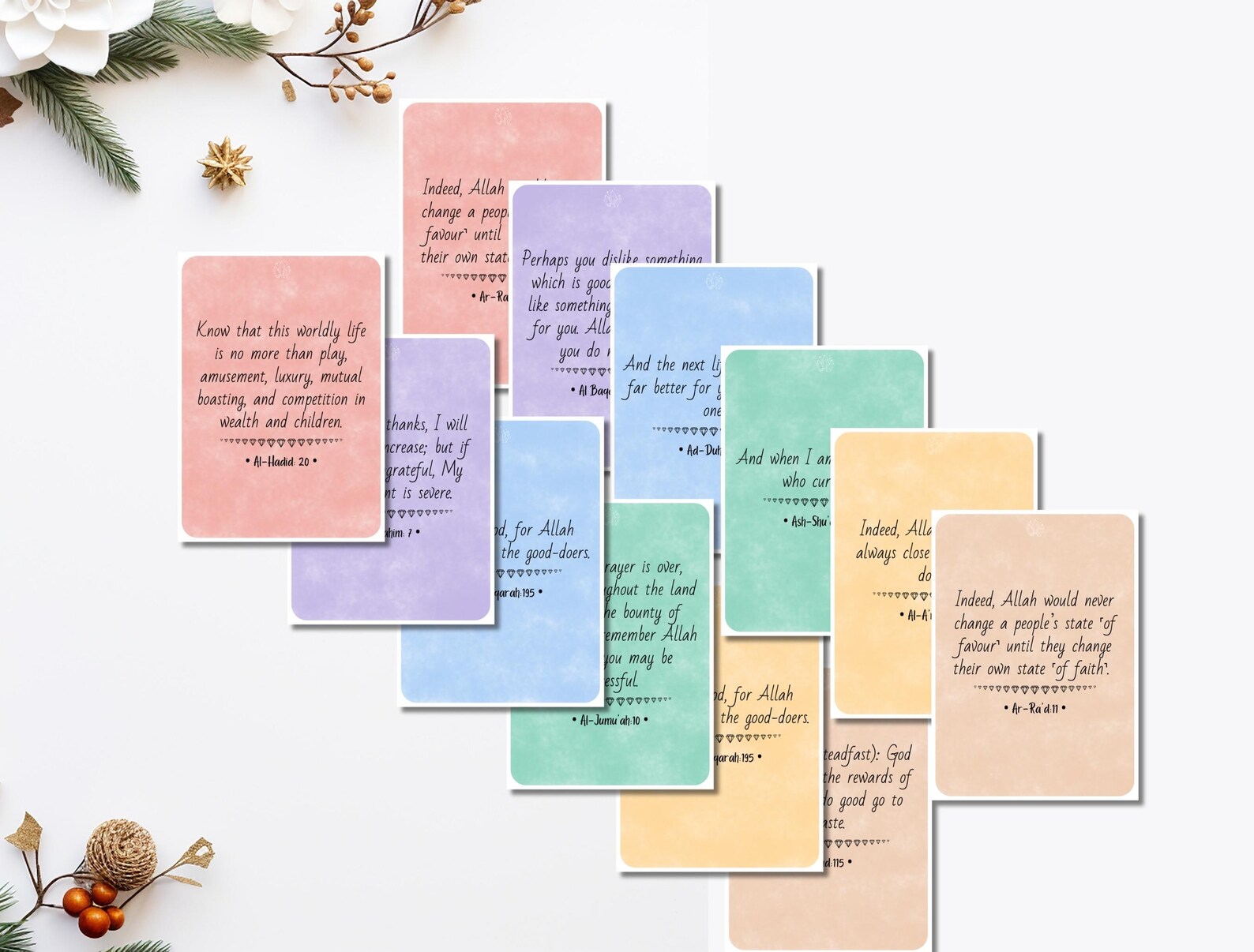 Quran Verse Cards, Islamic Cards, Quran Verses Flashcards, Islamic ...