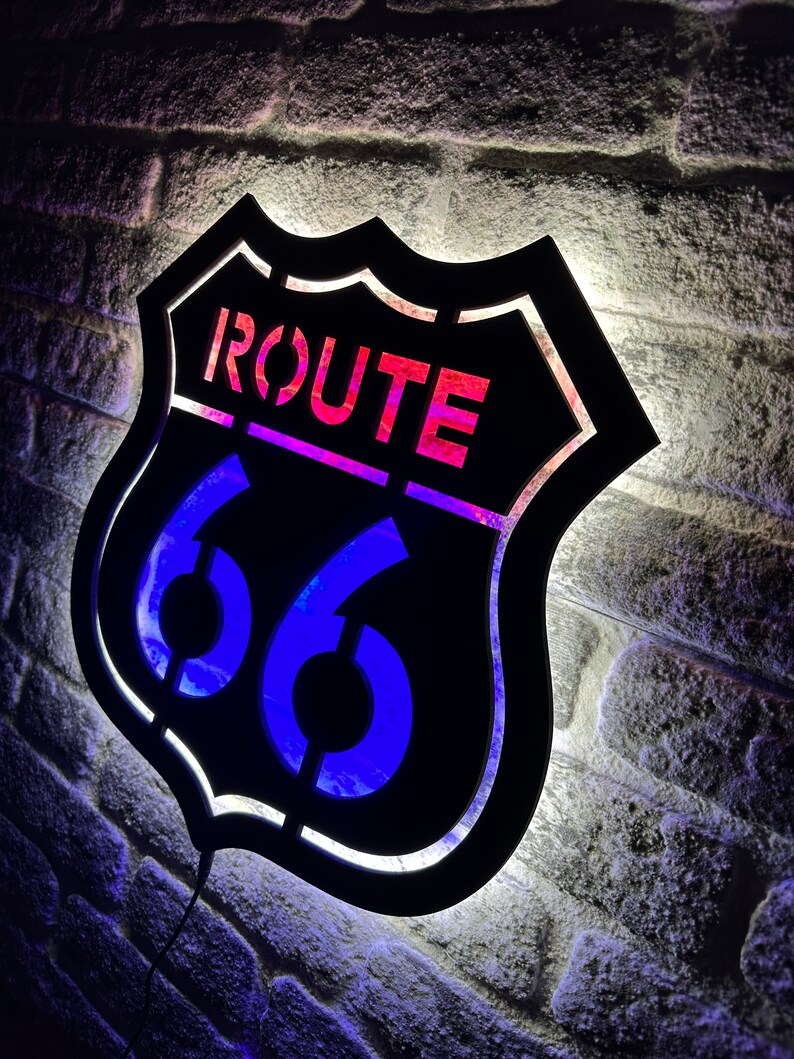 Route 66 Led Sign Route 66 Wall Art Route 66 Led Light - Etsy