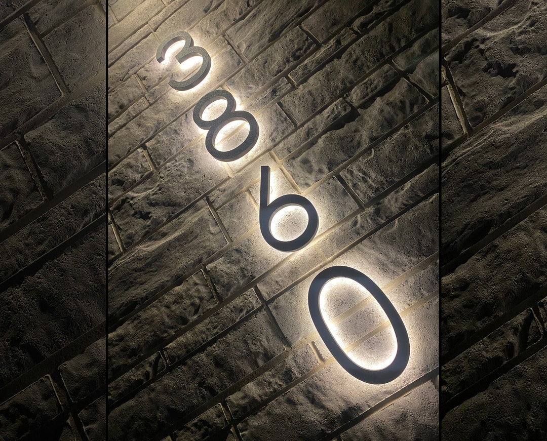 Solar Powered Lighted House Numbers Backlit Digits and Letters - Etsy ...
