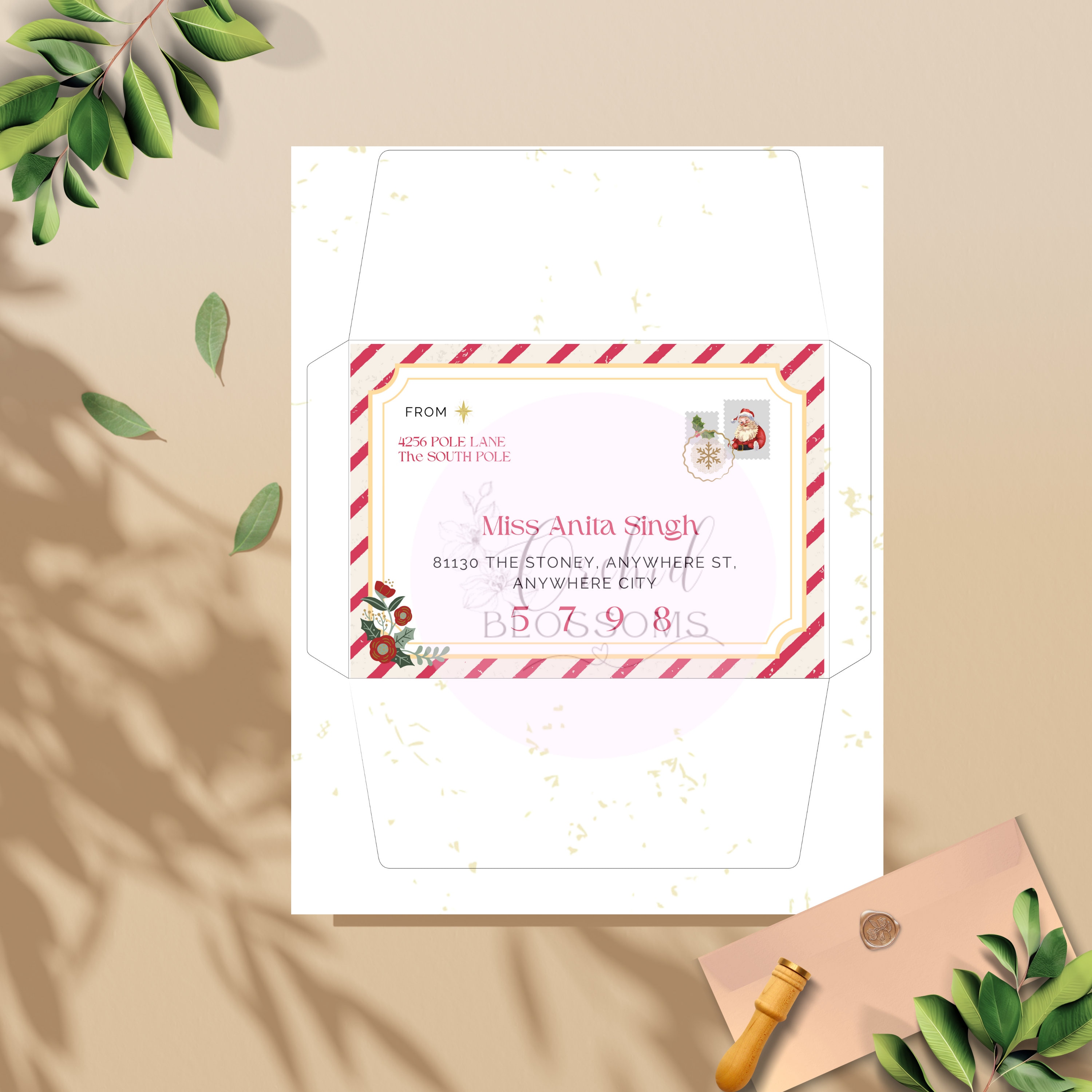 Santa Letter Envelopes, North Pole Stamp Envelope, Custom Santa Cash ...