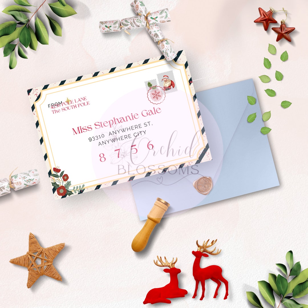 Santa Letter Envelopes, North Pole Stamp Envelope, Custom Santa Cash ...