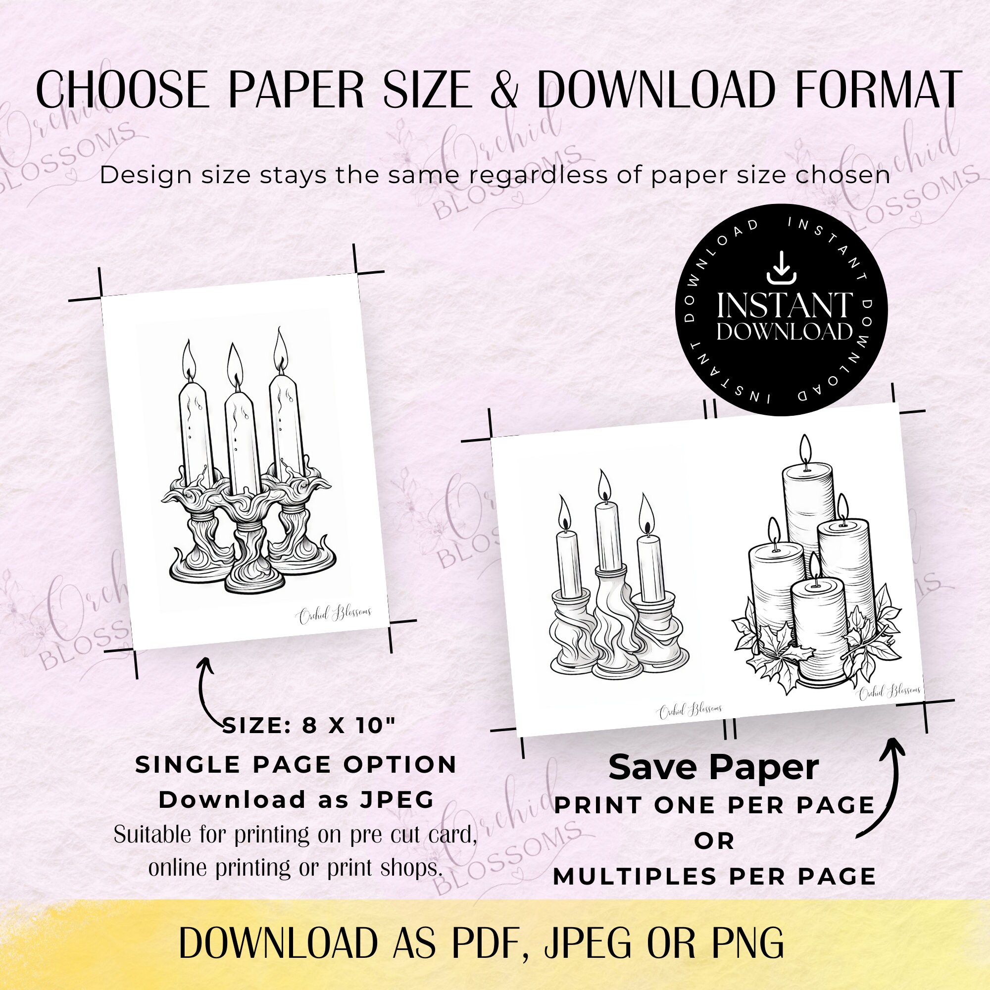 Printable Candle Coloring Pages, Christmas Activity Bundle, Adult and ...