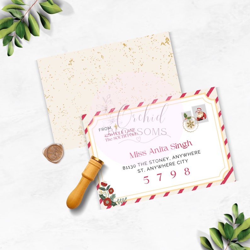 Santa Letter Envelopes, North Pole Stamp Envelope, Custom Santa Cash ...