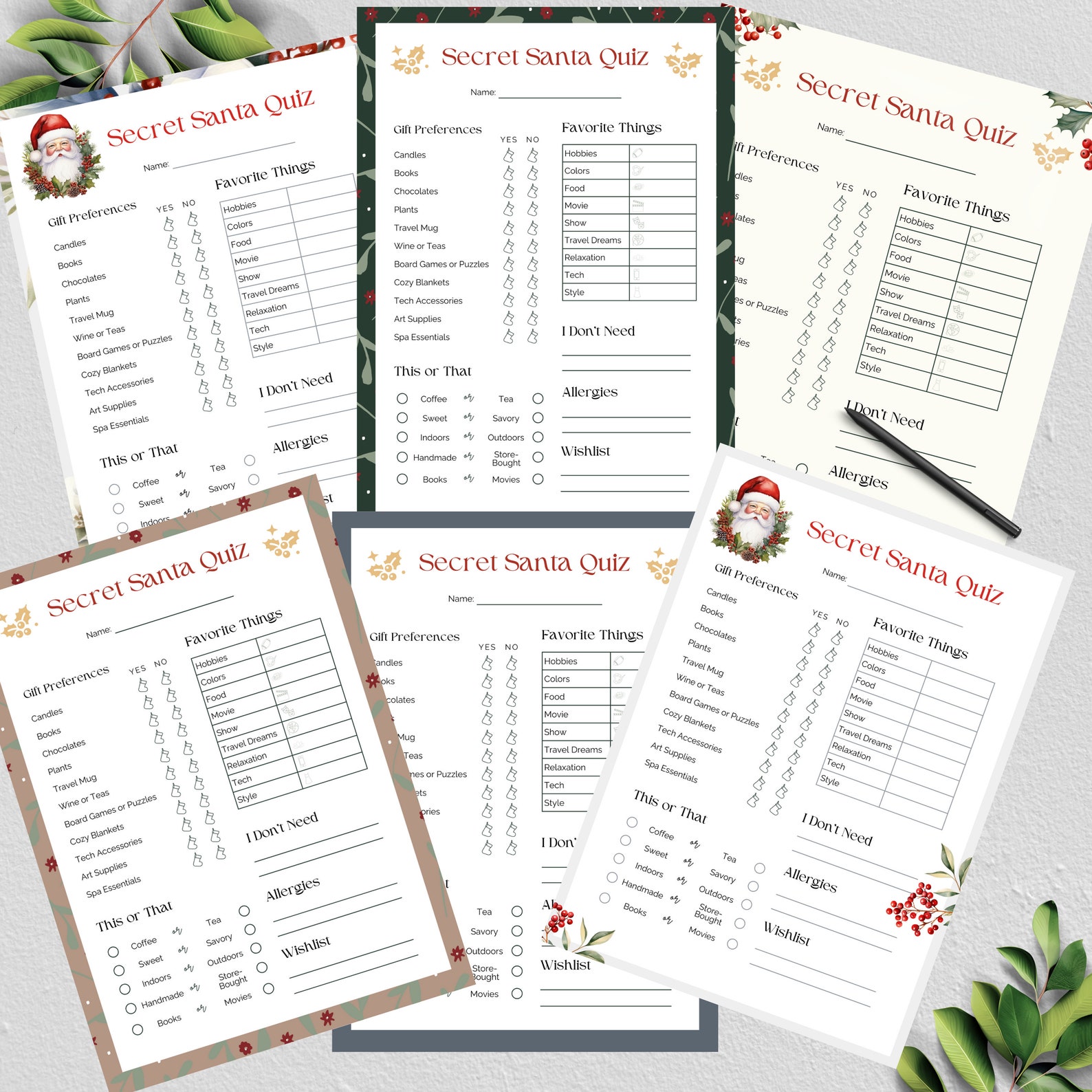 Personalized Christmas Secret Santa Quiz, Secret Santa Quiz, Instant ...