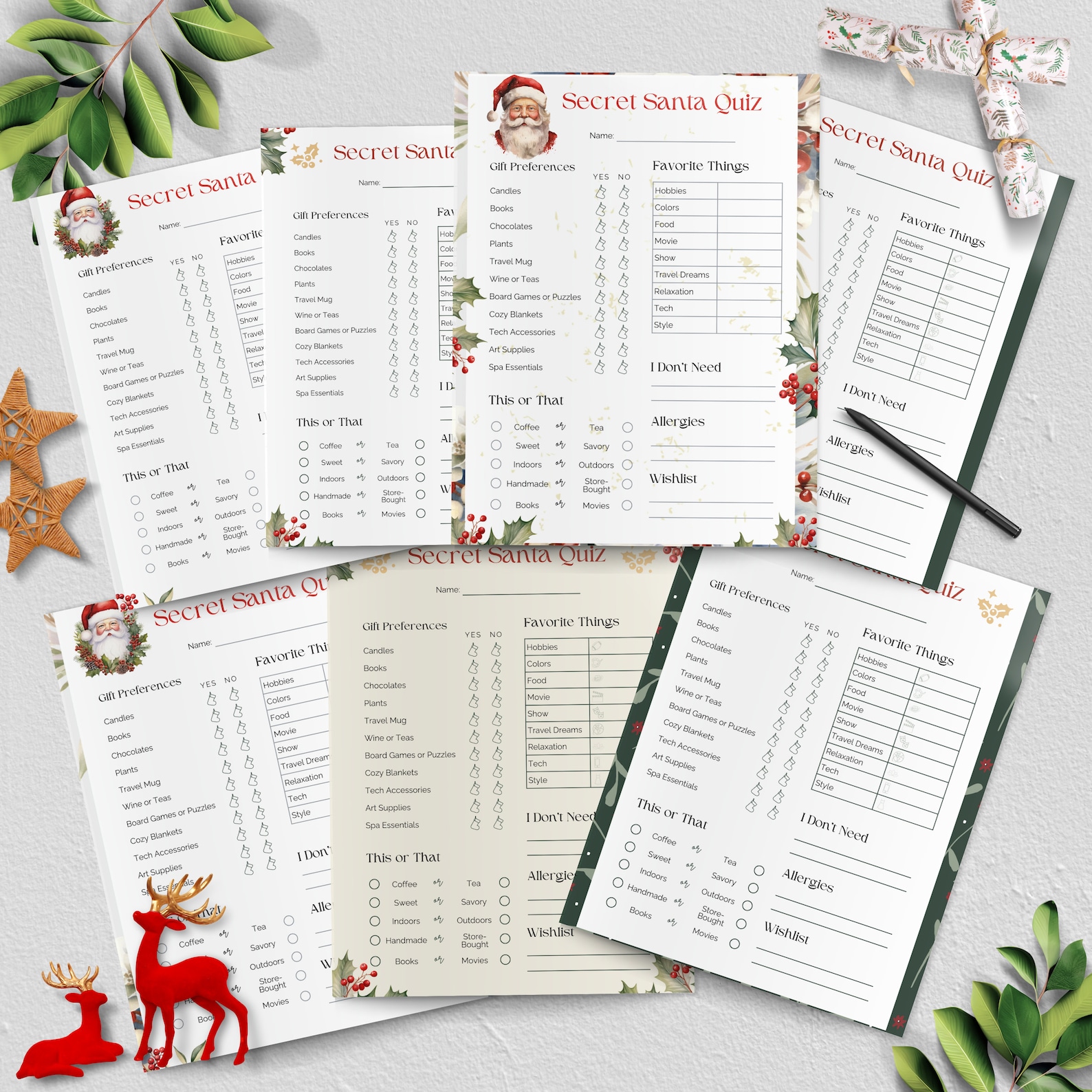 Personalized Christmas Secret Santa Quiz, Secret Santa Quiz, Instant ...