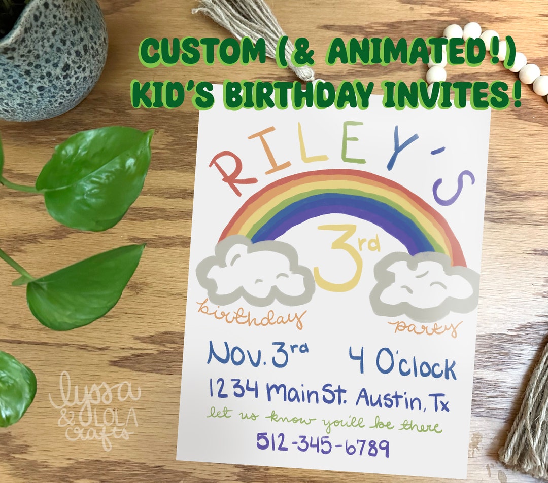 CUSTOM ANIMATED INVITATION Kids Birthday Invitation/invite - Etsy