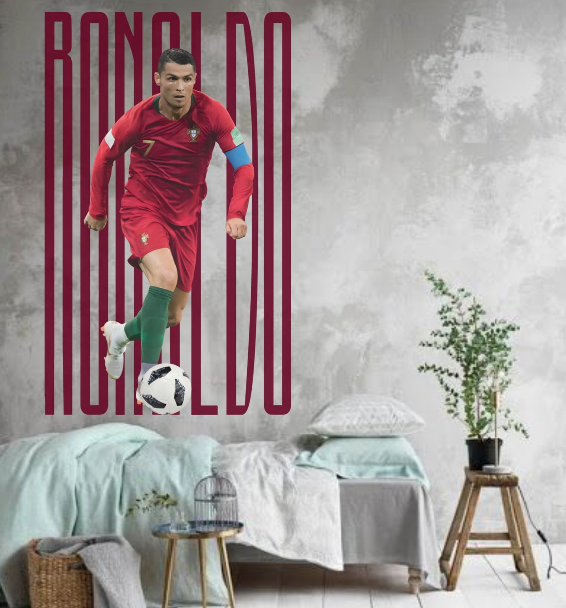 Cristiano Ronaldo Wall Decal: Bedroom, Study Room Art Sticker (65x39 ...