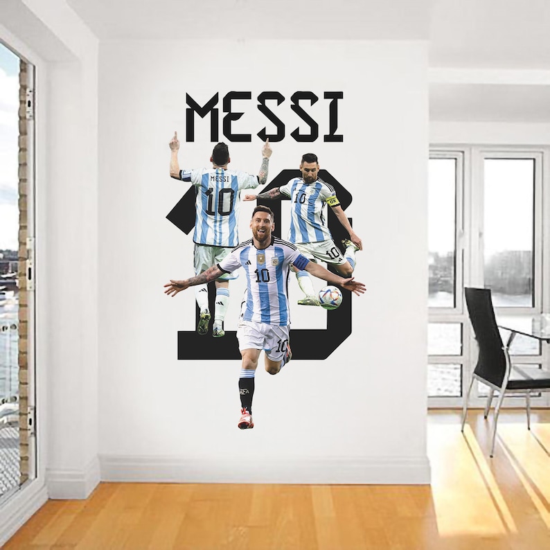 Removable Vinyl Lionel Messi Wall Decal Football Wall Sticker for ...