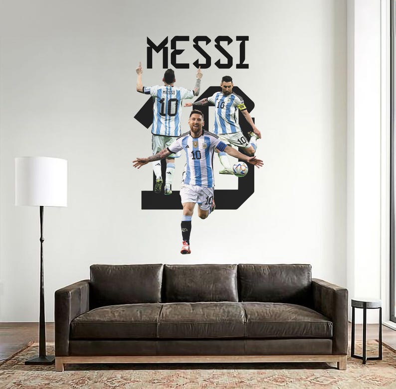 Removable Vinyl Lionel Messi Wall Decal Football Wall Sticker for ...