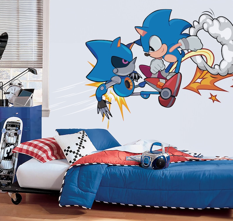 Peel and Stick Super Sonic Wall Decal Sonic Wall Sticker Tail Wallpaper ...