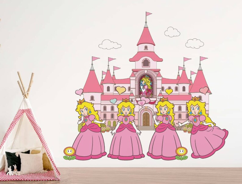 Super Mario Bros Wall Decal Peach Castle Wall Sticker Nintendo Wall Art ...