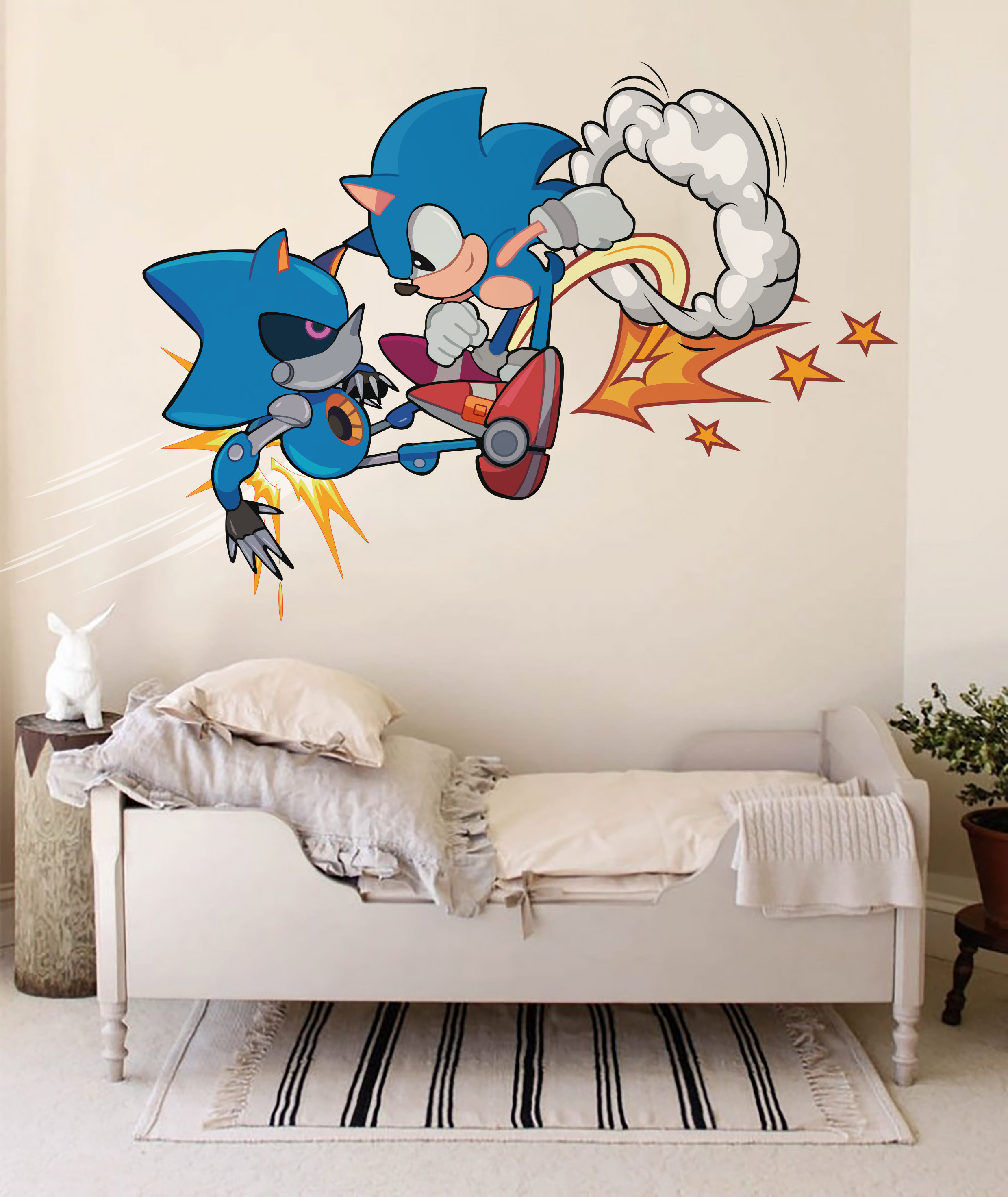 Peel and Stick Super Sonic Wall Decal Sonic Wall Sticker Tail Wallpaper ...
