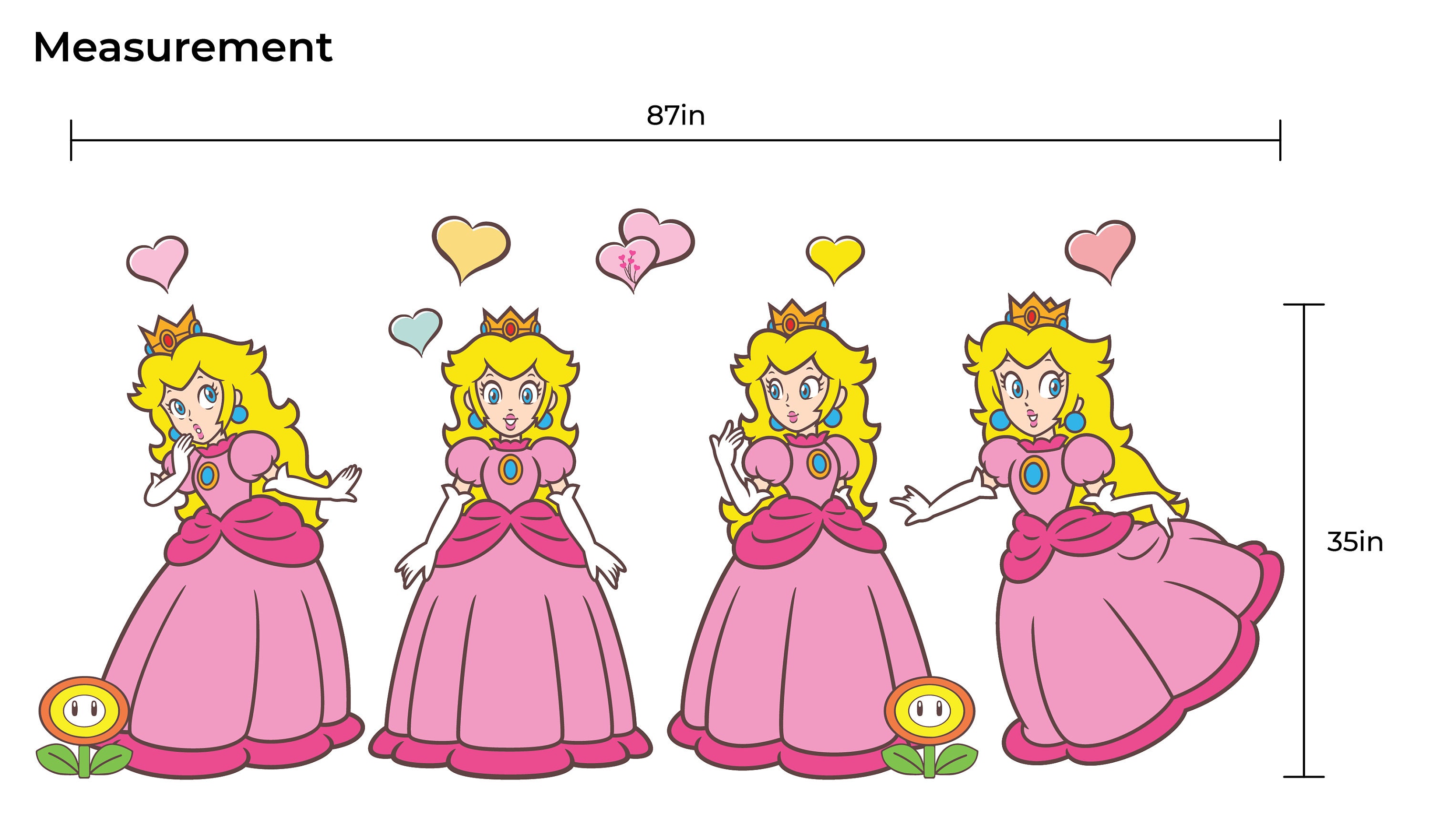 Super Mario Wall Decal Princess Peach Wall Sticker Princess Castle Wall ...