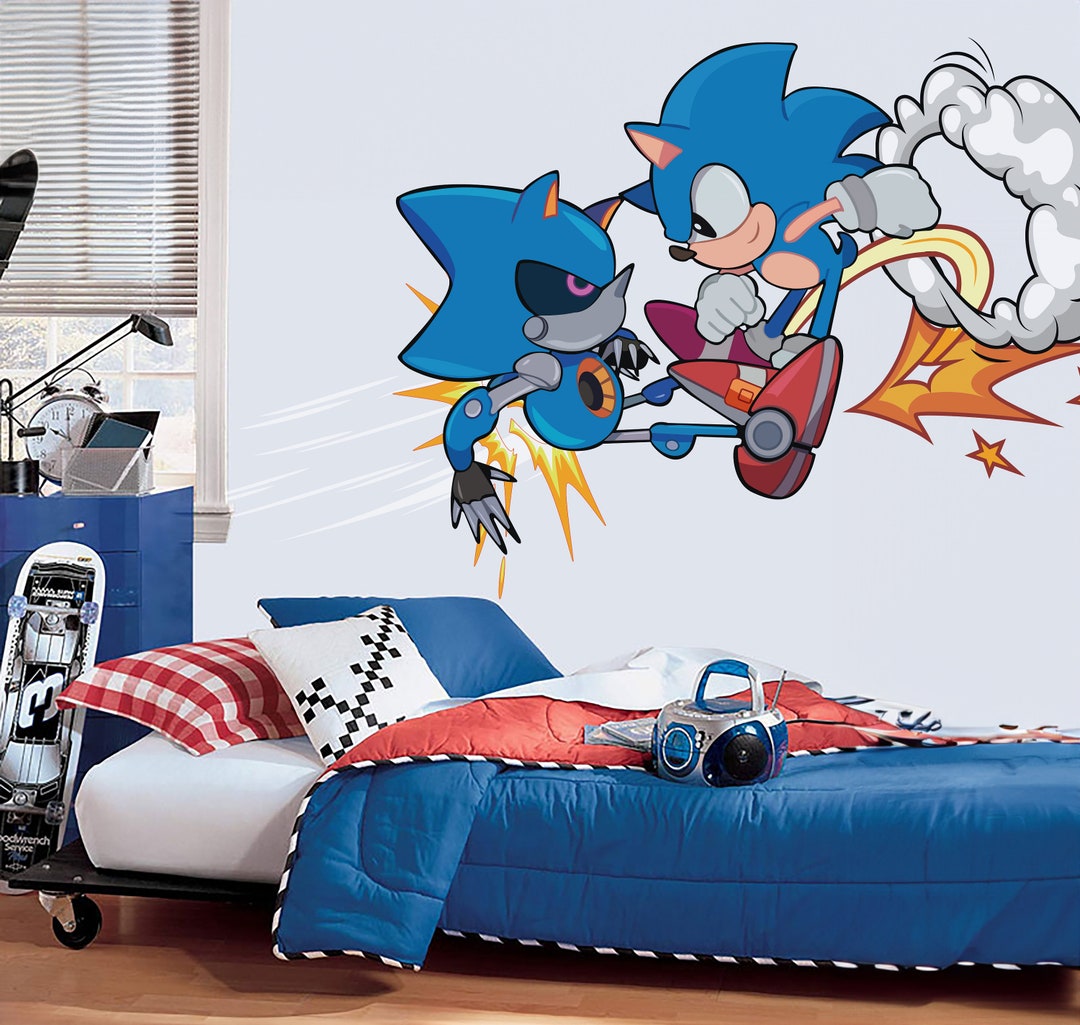 Removable Sonic the Hedgehog Wall Decal Metal Sonic Wall Sticker for ...